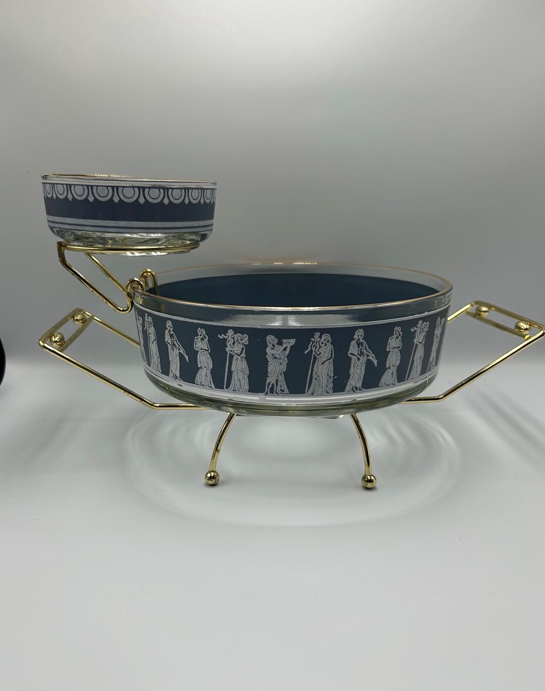 Vintage Jeannette Glass Hellenic Blue Chip and Dip Serving Set - Etsy