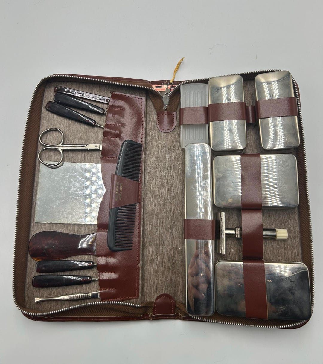 Vintage Leather Grooming Kit: Mid Century Toiletry Set, Western Germany ...