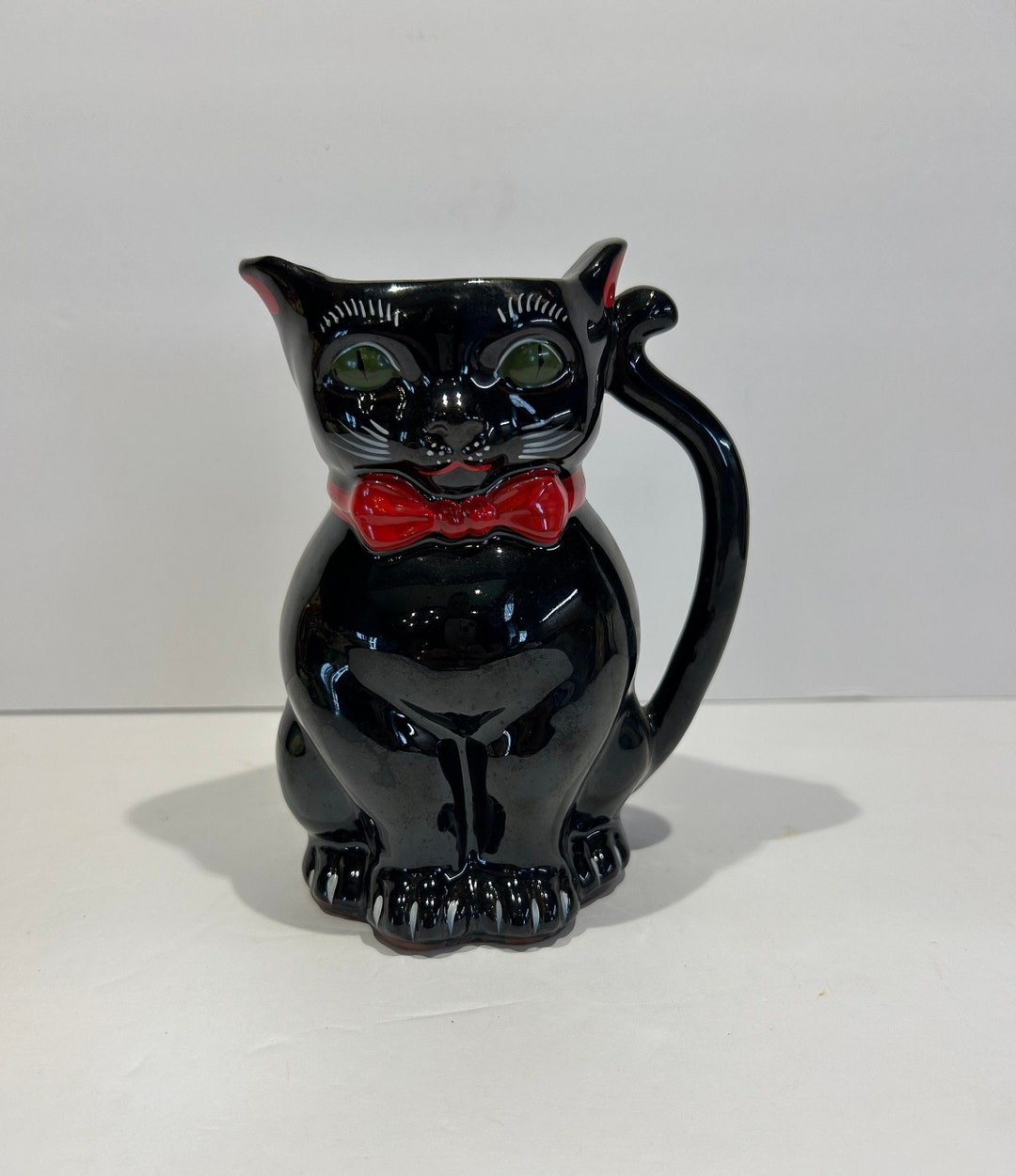 Vintage Shafford Black Cat HALLOWEEN Pitcher LUCKY Redware Japan MCM - Etsy