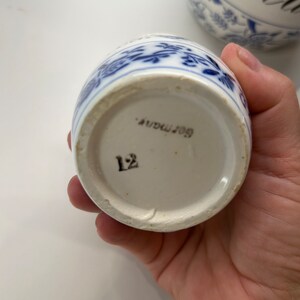 German Spice Jars Porcelain Onion Blue Ware Allspice and Cloves Jars ...