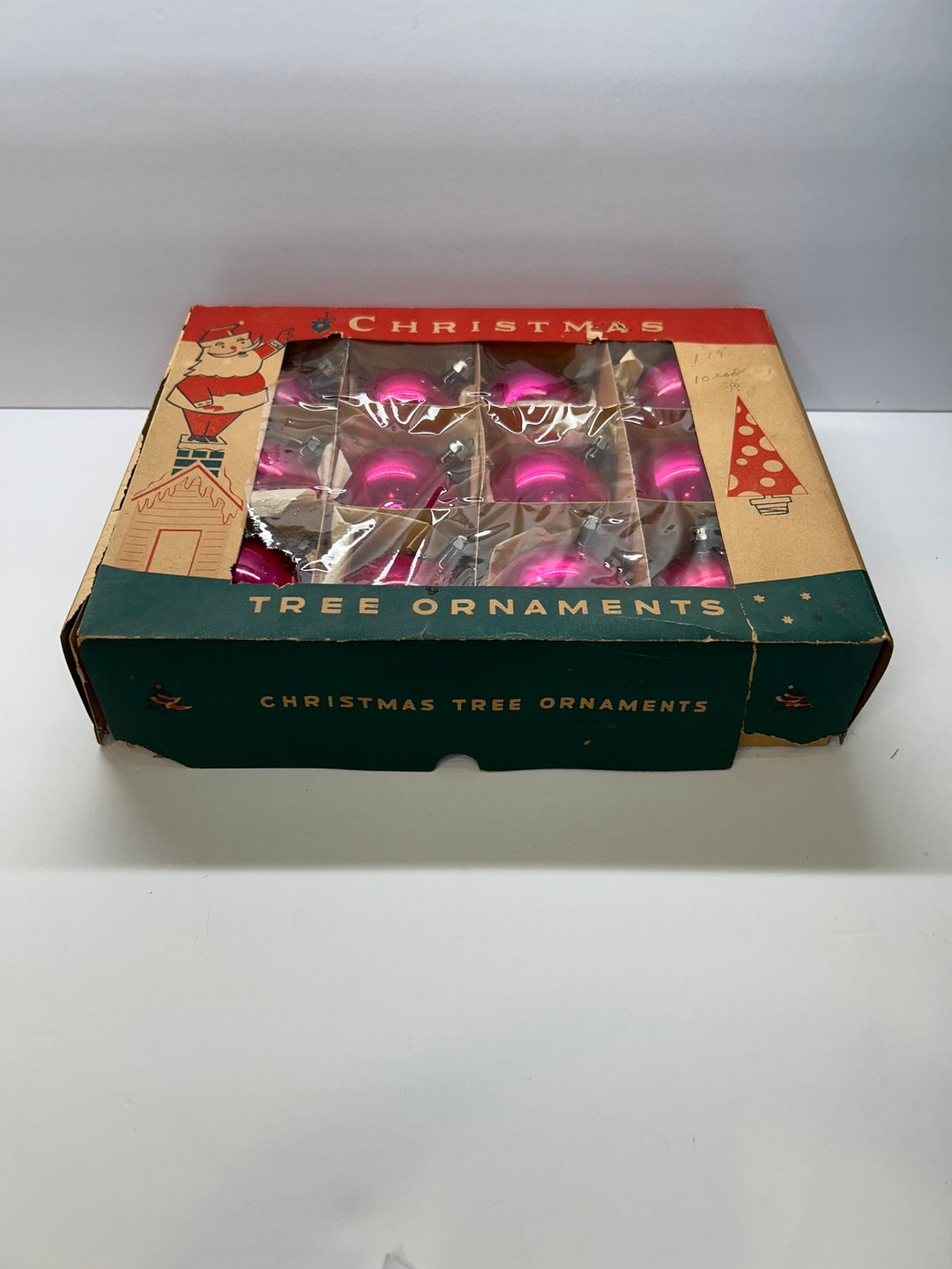 Christmas Ornaments Fuschia Pink Set of 12 Glass Poland Fantasia Large ...