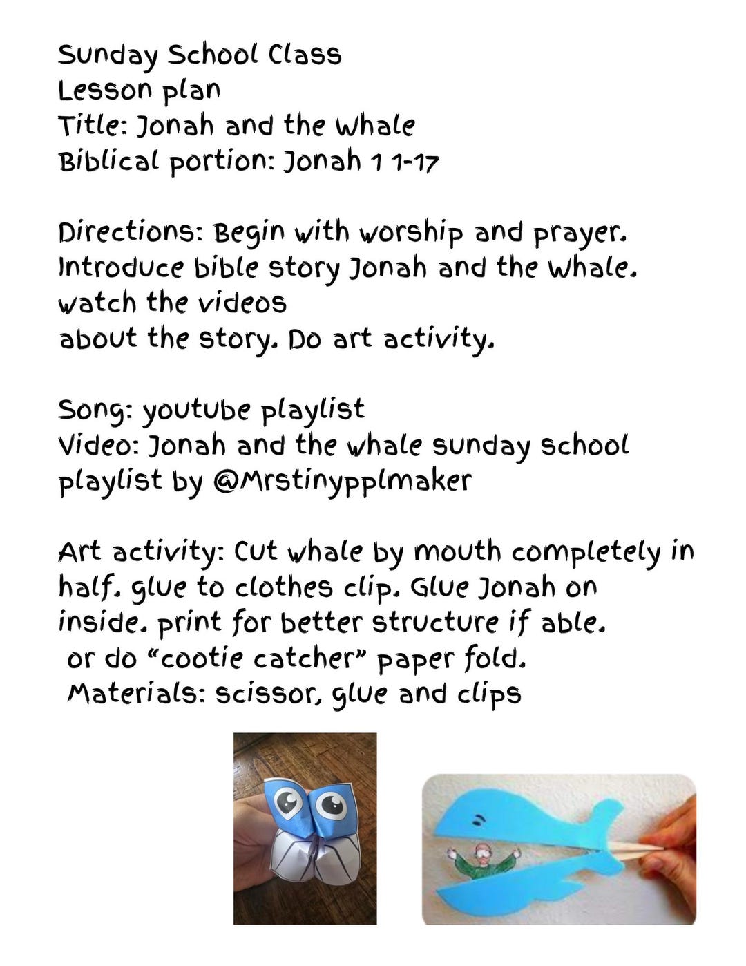 Jonah and the Whale Sunday School Lesson - Etsy