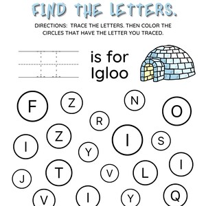 Find, Trace & Color the Letter A to Z Alphabet Worksheet - Etsy