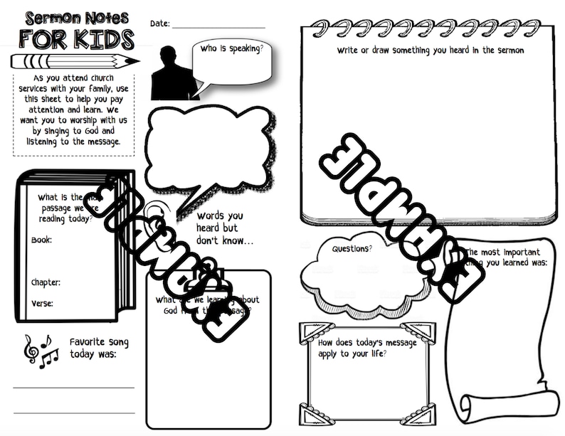 Sermon Notes for Kids - Etsy