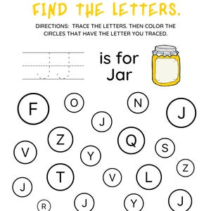 Find, Trace & Color the Letter A to Z Alphabet Worksheet - Etsy