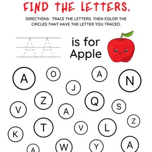 Find, Trace & Color the Letter A to Z Alphabet Worksheet - Etsy