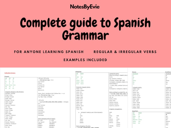 The Complete Guide to Spanish Grammar Intermediate - Etsy