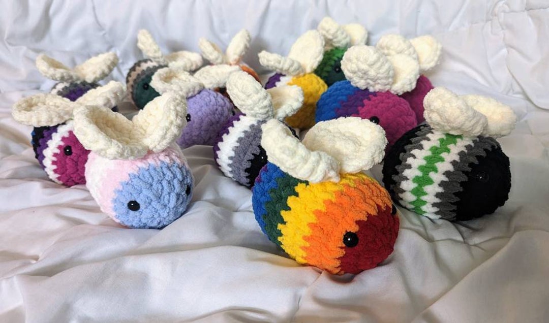 LGBTQIA+ Pride Flag Bee Plushies Cute Chunky Creatures With Sparkly ...