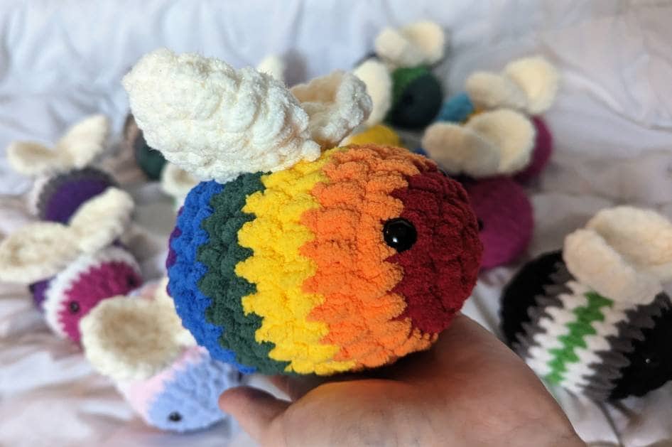 LGBTQIA Pride Flag Bee Plushies Cute Chunky Creatures With Sparkly ...