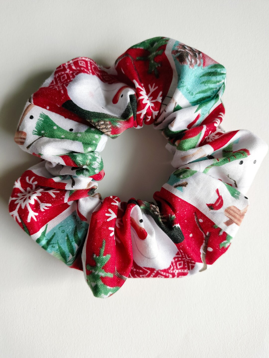 Limited Edition Red Snowman Scrunchie, Christmas Scrunchies, Cotton ...