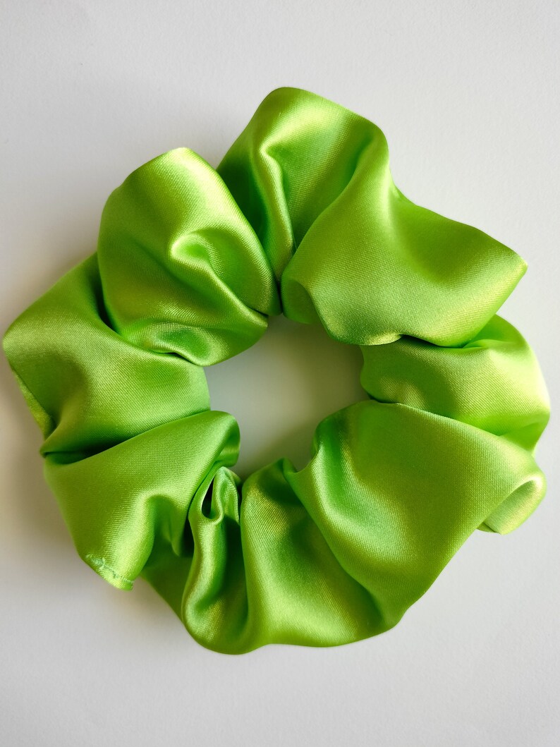 Limited Edition Lime Green Scrunchie, Green Satin Scrunchies, Neon ...