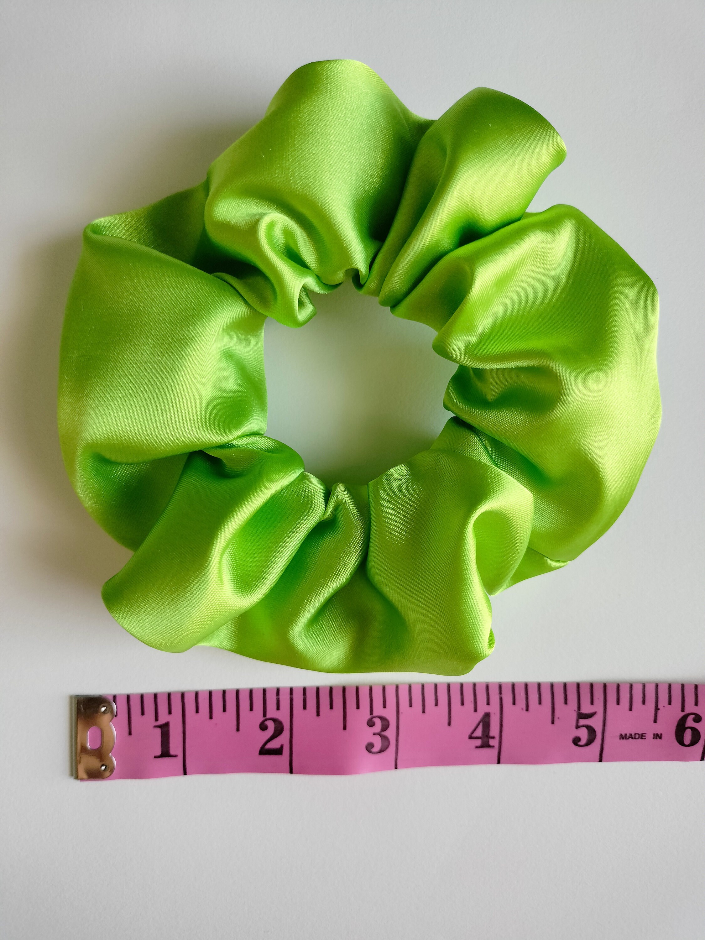 Limited Edition Lime Green Scrunchie, Green Satin Scrunchies, Neon ...