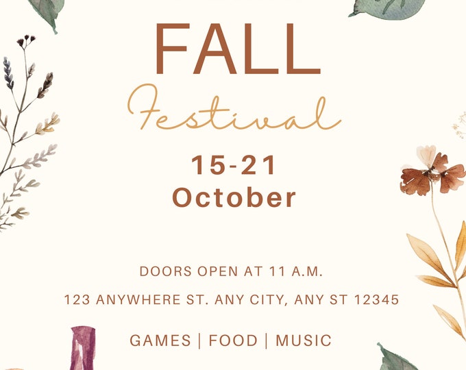 EDITABLE Fall Festival Flyer, DIY Flyer Template Design, Harvest ...