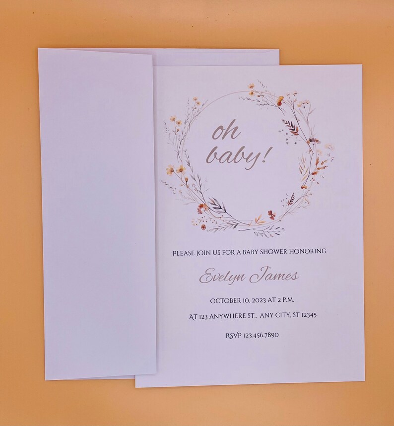 EDITABLE Fall Baby Shower Invitation, Floral Rust Baby Shower Invites ...