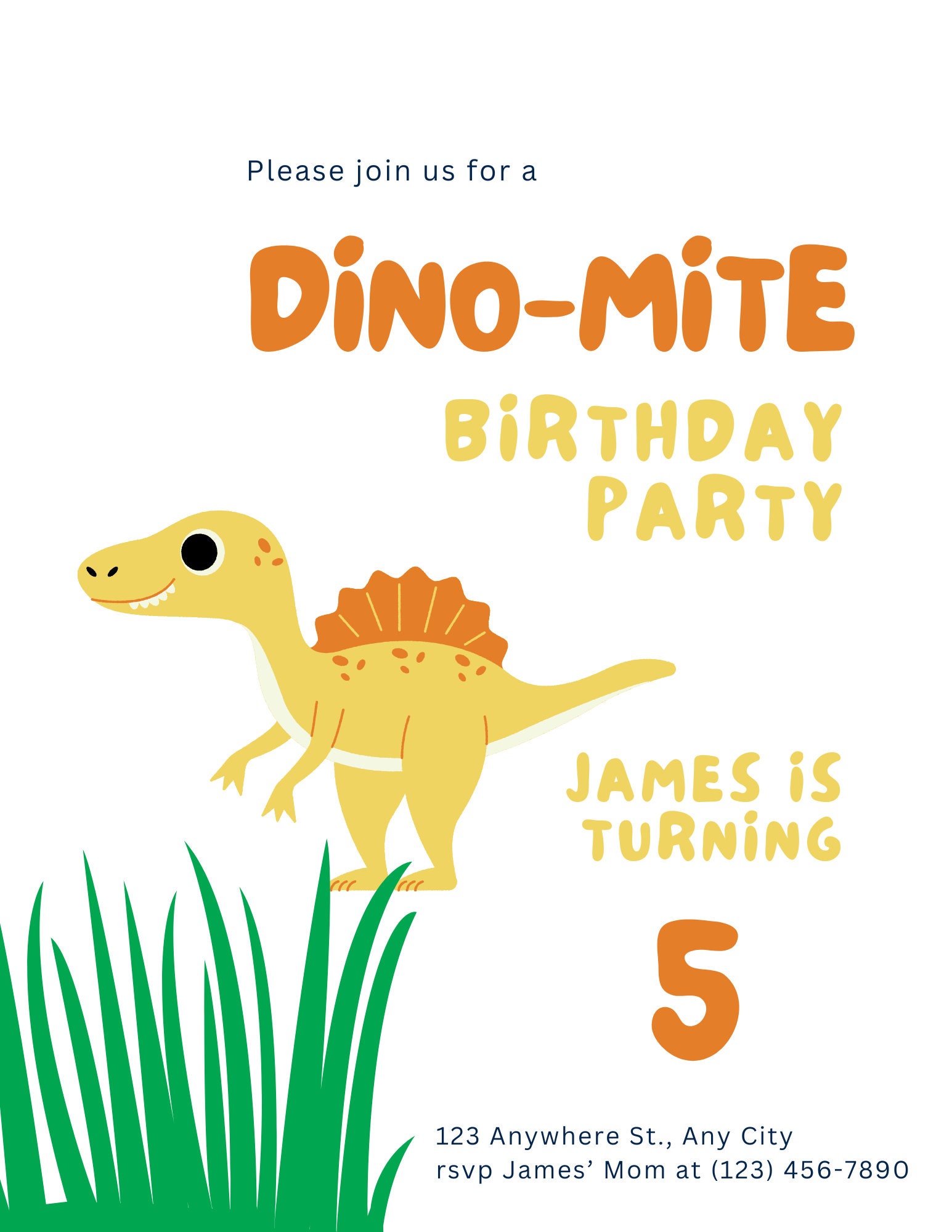 Editable Dinosaur Birthday Invitation, Dino Party Editable Template ...