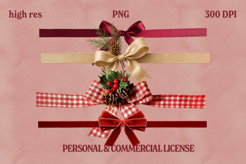 Christmas Ribbon Bow Pngs | Festive Red Green Gold Holiday Bows ...