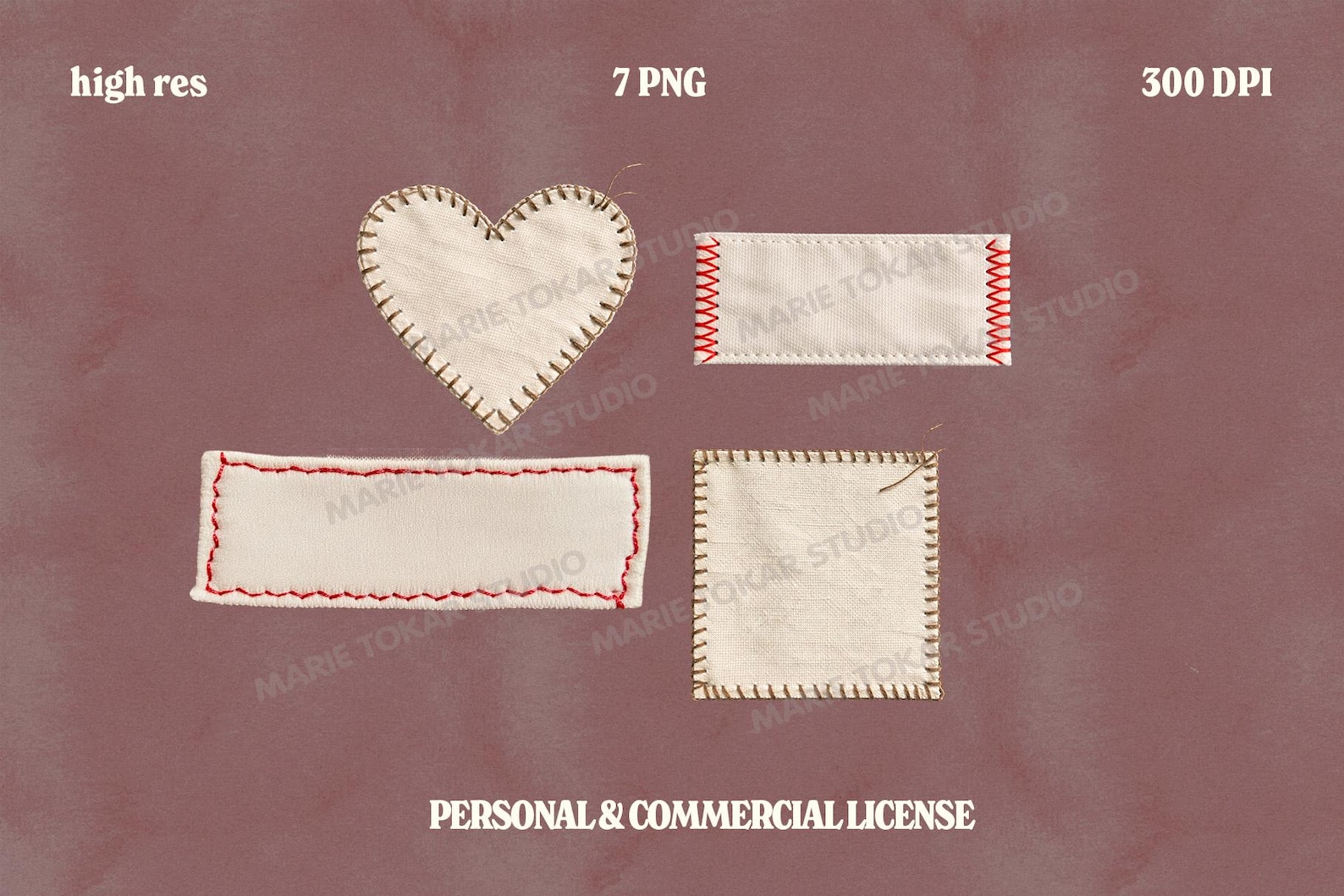 Stitched Fabric Patches PNG, Sewing Labels Clipart, Textile Tag ...