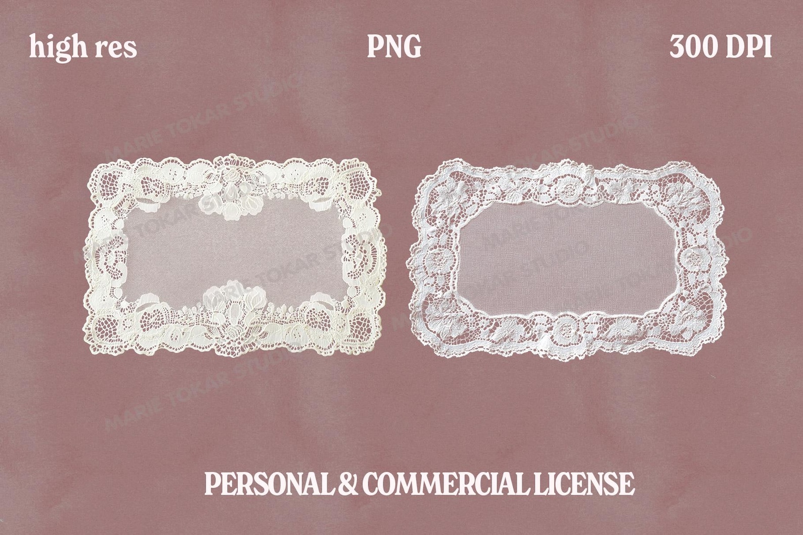 Vintage Rectangular Lace Doily PNG Set | Transparent Digital ...