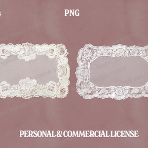 Vintage Rectangular Lace Doily PNG Set | Transparent Digital ...