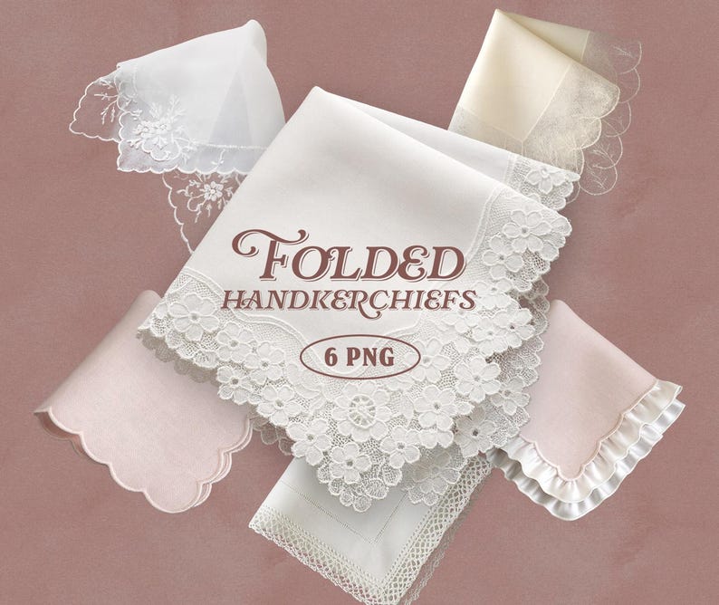 Coquette Handkerchief PNG | 6 Lace Folded Napkins Clipart | Elegant ...