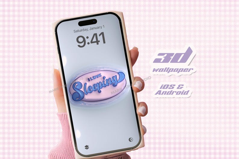 3D Shiny Quote I Love Sleeping Wallpaper for Mobile | Inflated Puff ...