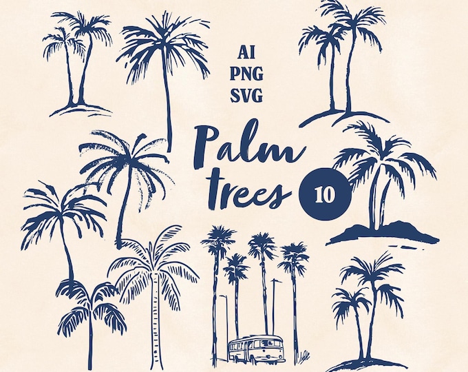 Palm Tree Drawing - SVG - PNG - PDF - Graphic Design - Vector - Diy ...