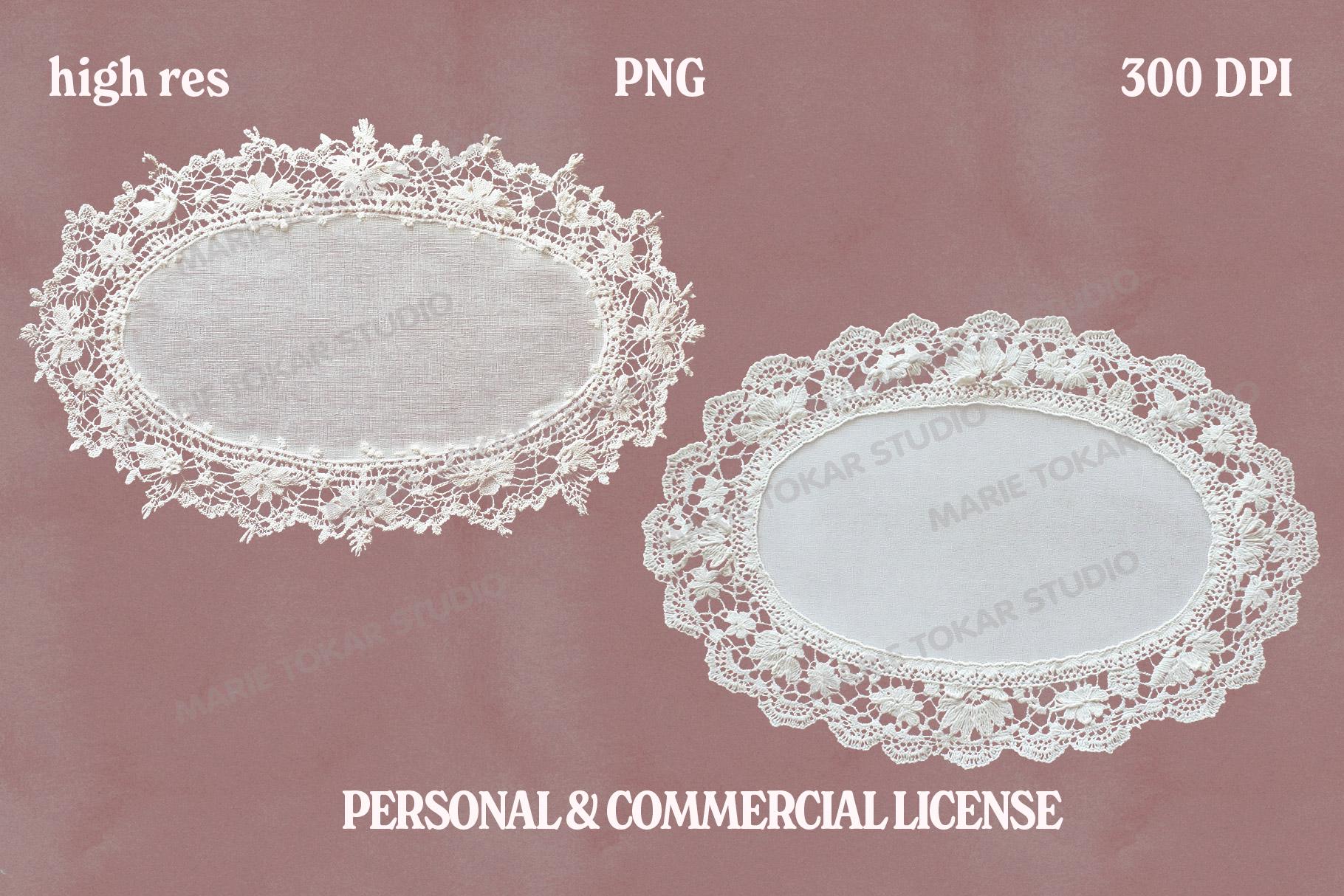 Lace Doily Clipart Set of 5 Oval Pngs With Transparent Background for ...