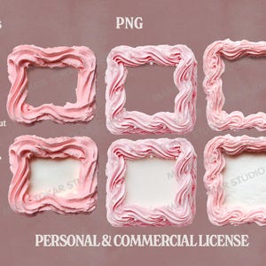 5 Whimsical Cake Frosting Frames PNG for Coquette Aesthetic ...
