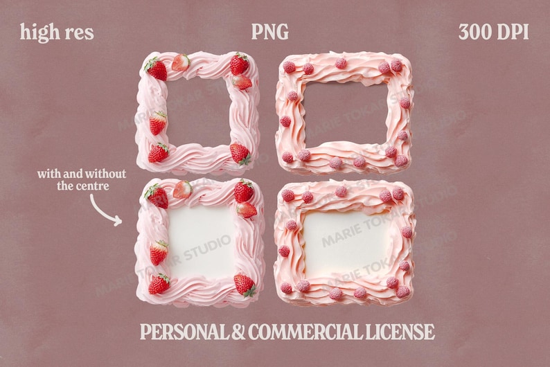 5 Whimsical Cake Frosting Frames PNG for Coquette Aesthetic ...