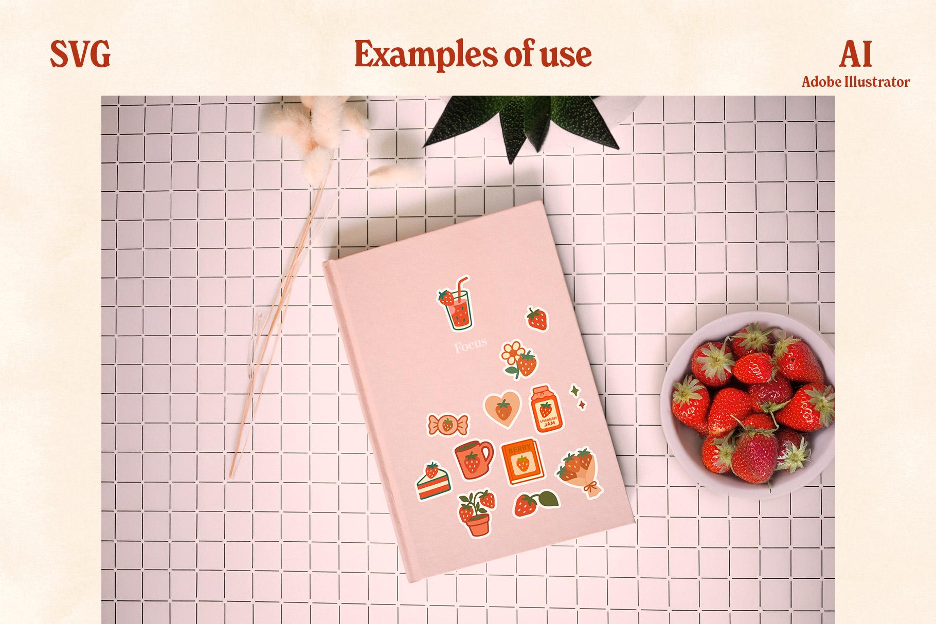 130+ Strawberry Clipart Bundle for Stickers T-shirts Mugs Packaging ...