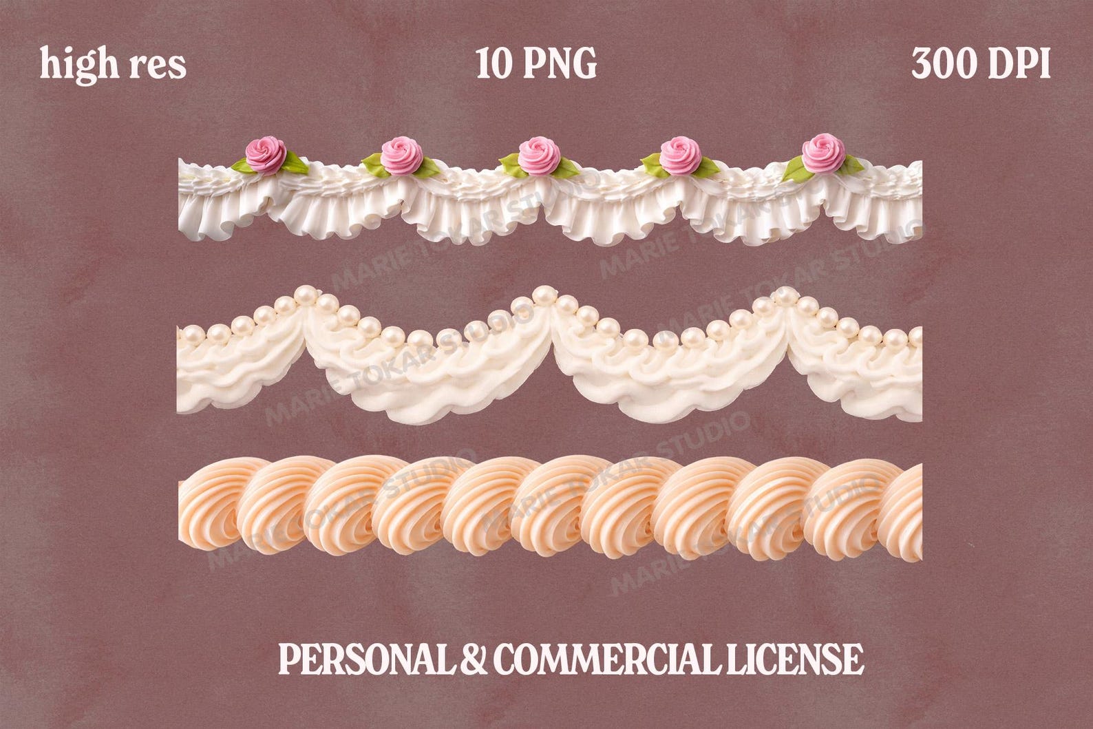 Cake Icing Trim PNG, Vintage Frosting Borders, Pastel Dessert Edges ...