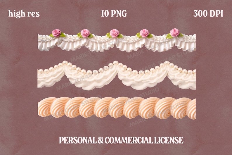 Cake Icing Trim PNG, Vintage Frosting Borders, Pastel Dessert Edges ...