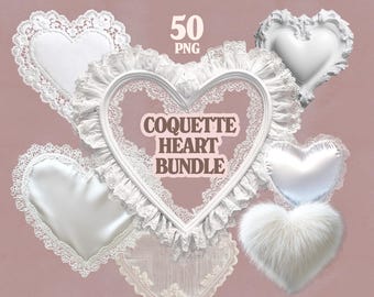 White Baroque Heart Frames With Lace PNG – 5 Romantic Transparent ...