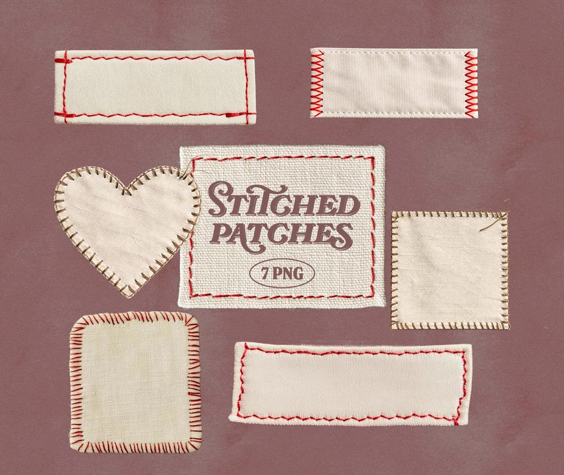 Stitched Fabric Patches PNG, Sewing Labels Clipart, Textile Tag ...