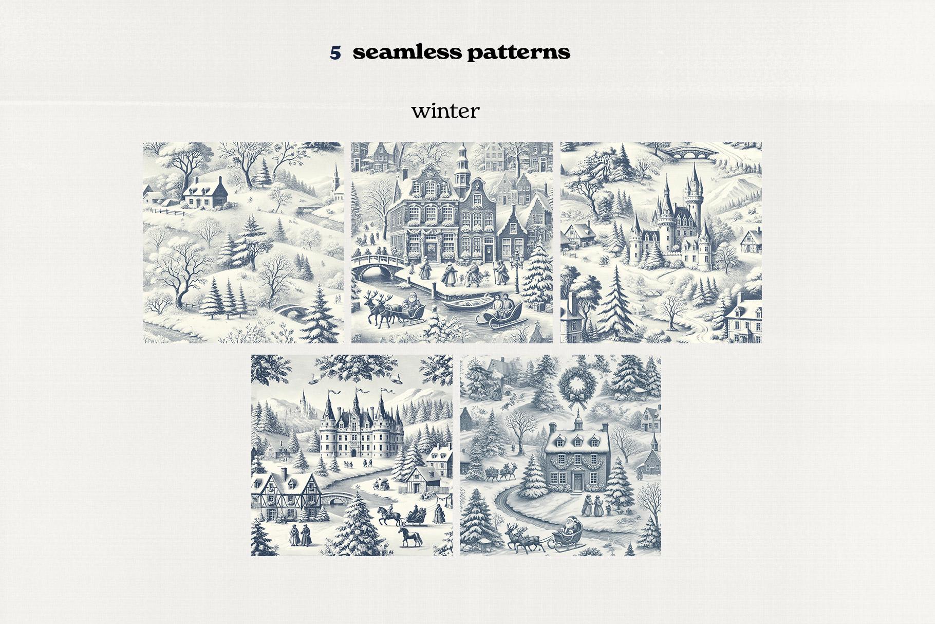 INSTANT DOWNLOAD Winter French Toile Seamless Patterns – Christmas ...