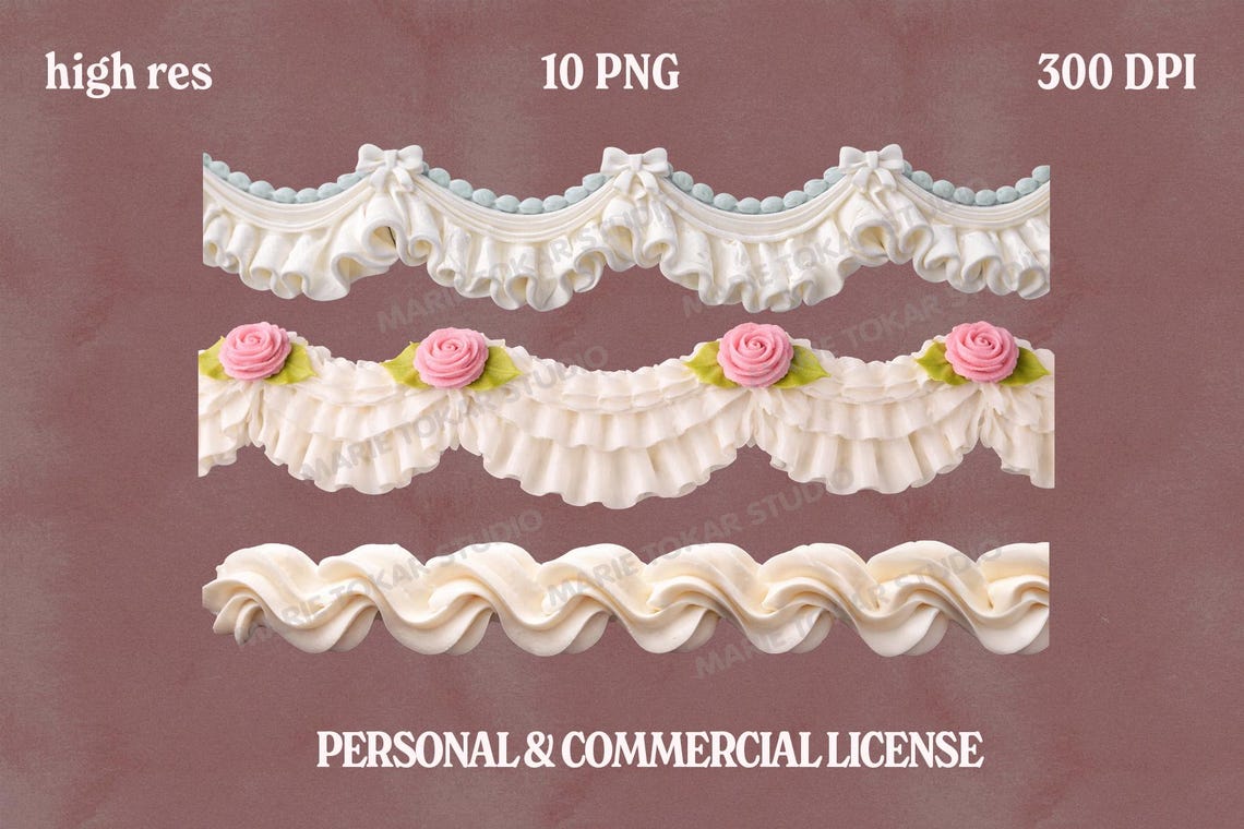 Cake Icing Trim PNG, Vintage Frosting Borders, Pastel Dessert Edges ...