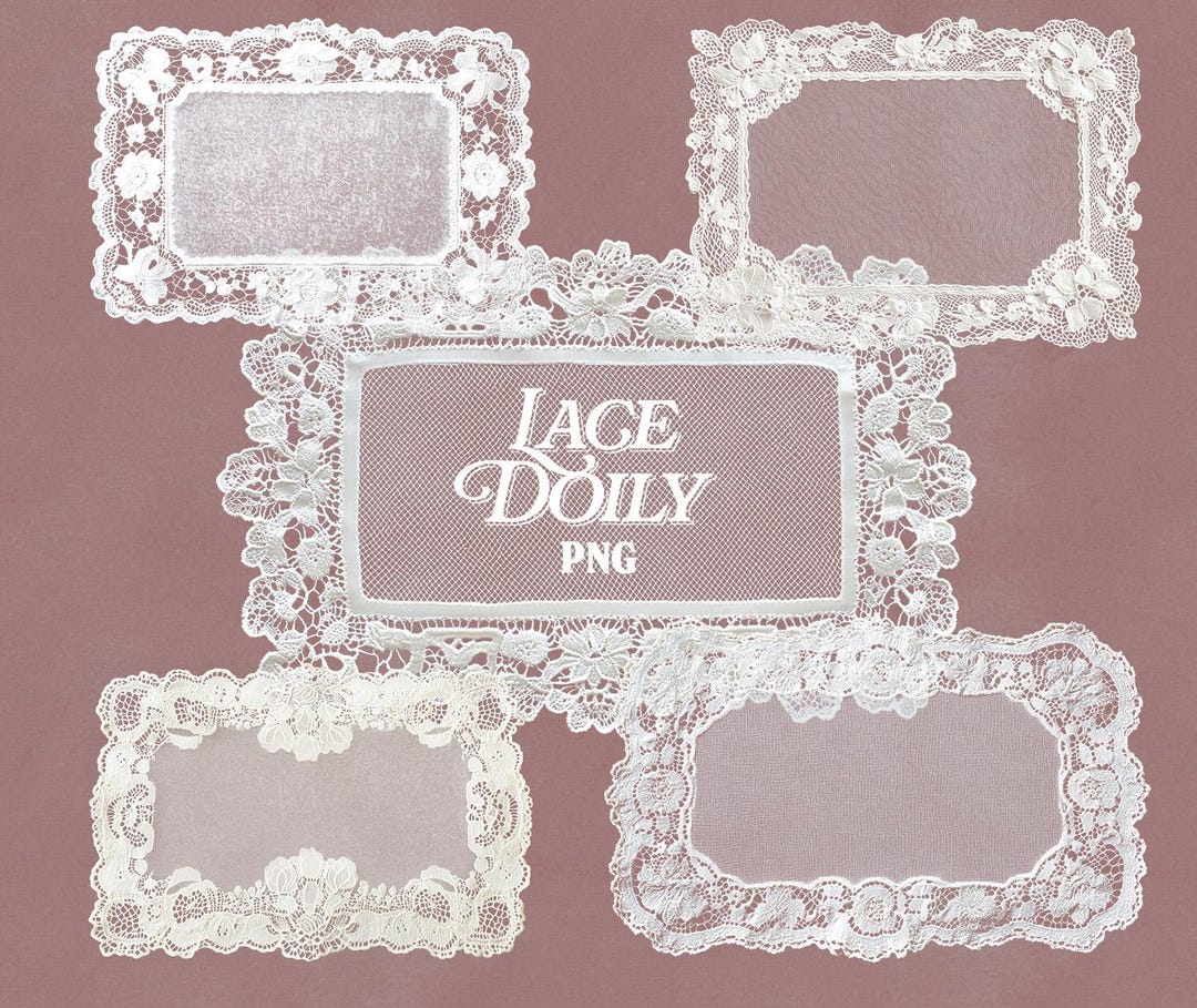 Vintage Rectangular Lace Doily PNG Set | Transparent Digital ...
