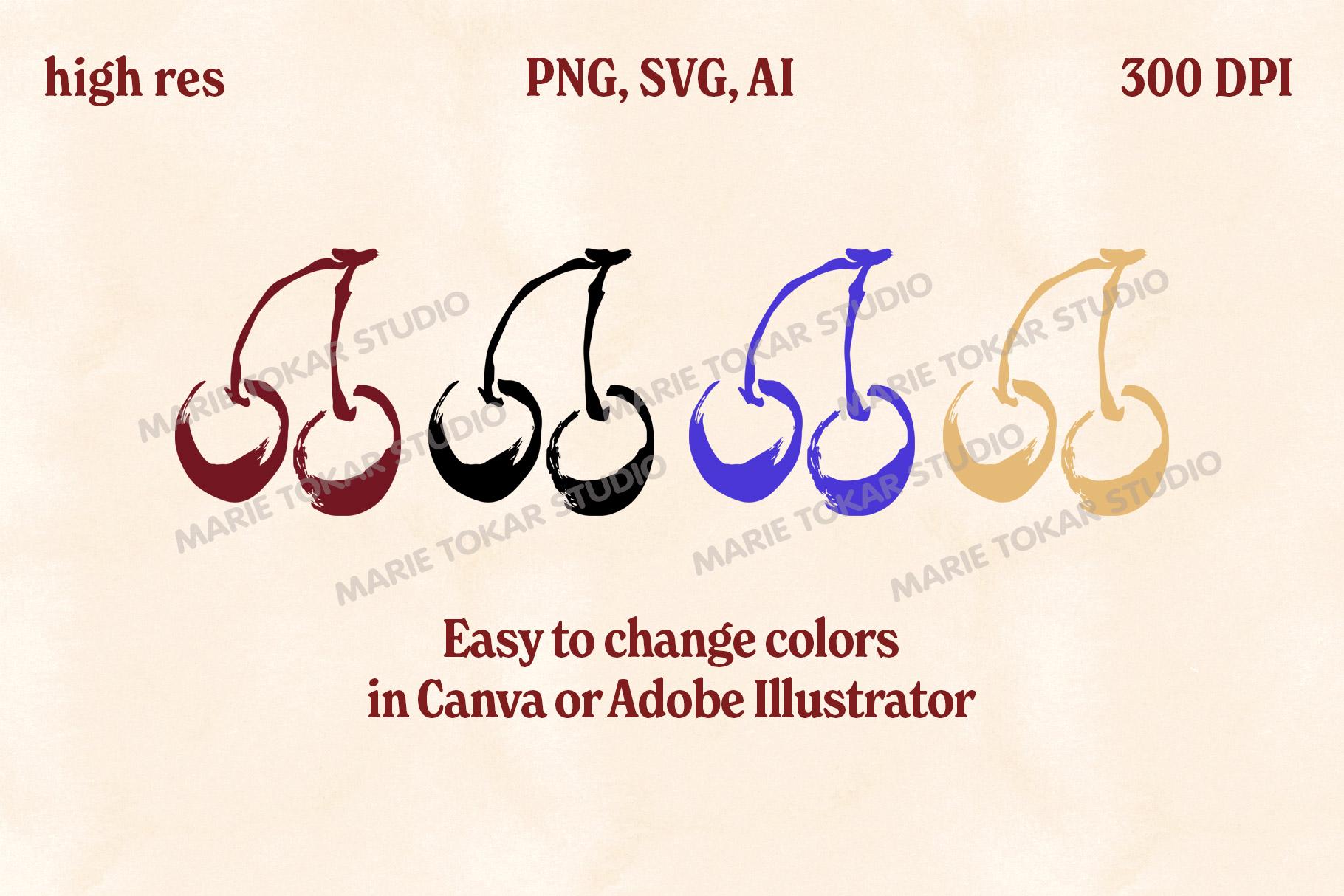 12 Hand Drawn Whimsical Cherry SVG & PNG – Line Art Clipart for ...