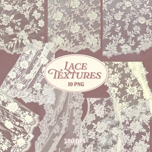 Lace Textures PNG, Vintage Floral Lace Fabric Overlays, Romantic ...