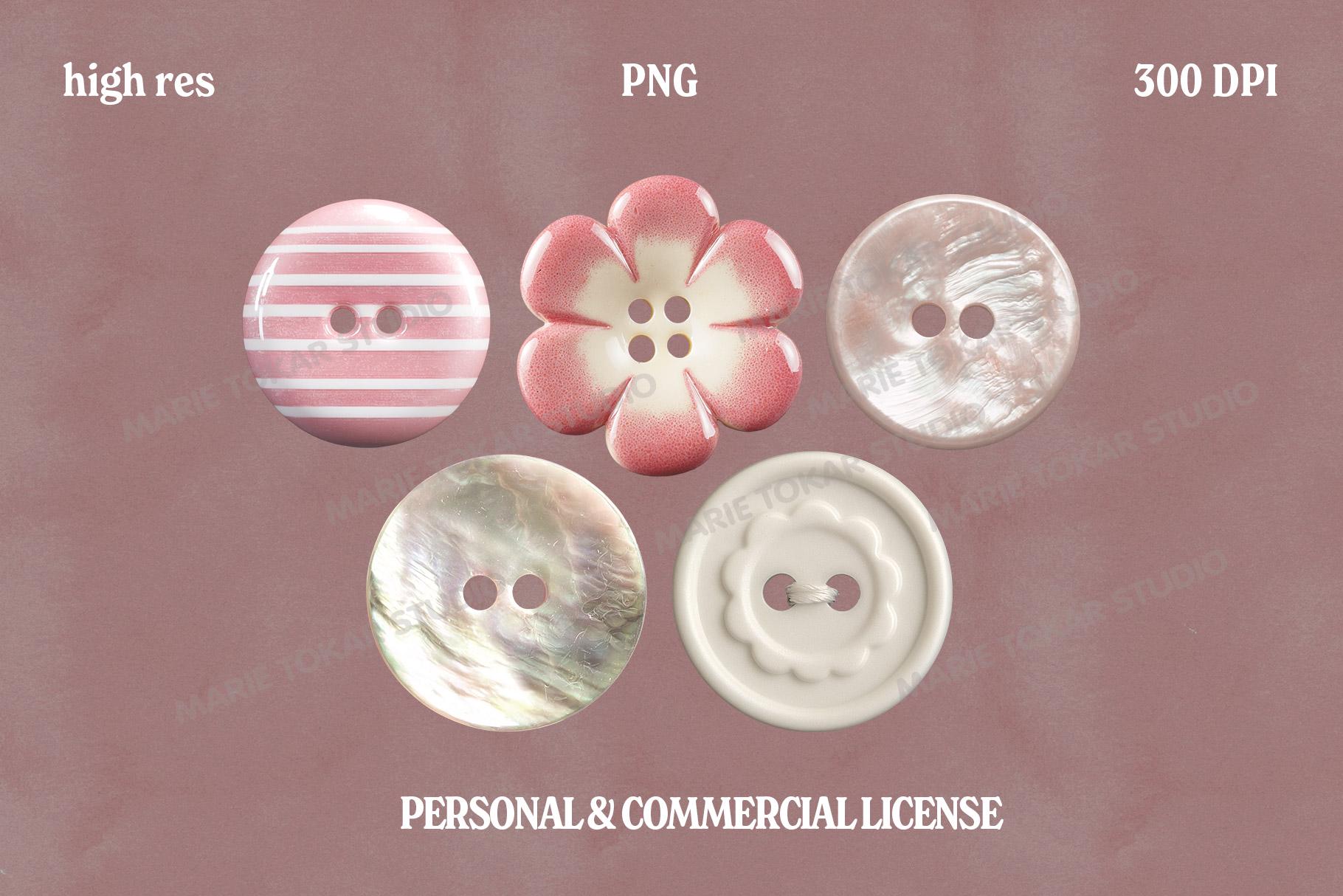 Coquette Buttons PNG Set | 15 Realistic Pink & Pastel Buttons | Cute ...