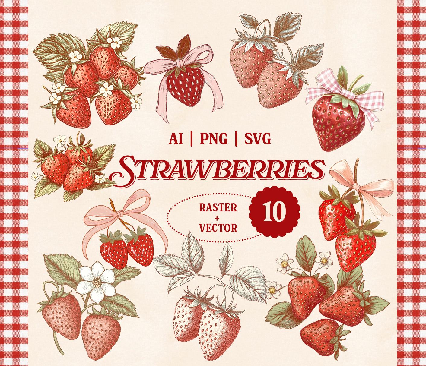 Vintage Fruit & Berry Clipart Bundle – 60 Hand Drawn Illustrations in ...