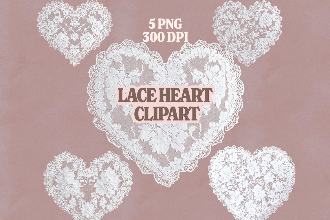 Vintage Lace Heart Frames PNG Set - Baroque Handkerchief Clipart ...