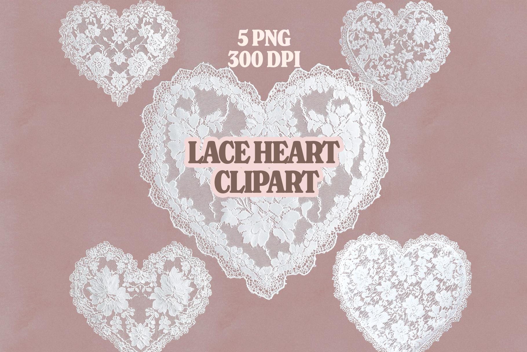 Vintage Lace Heart Frames PNG Set - Baroque Handkerchief Clipart ...