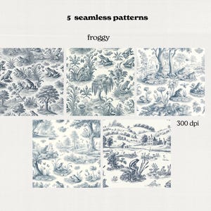 INSTANT DOWNLOAD, 30 French Toile Seamless Patterns – Classic Landscape ...