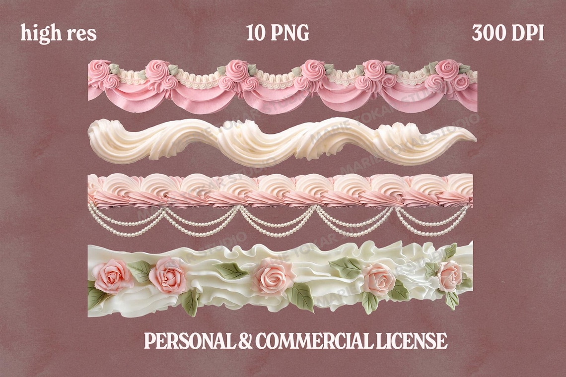 Cake Icing Trim PNG, Vintage Frosting Borders, Pastel Dessert Edges ...