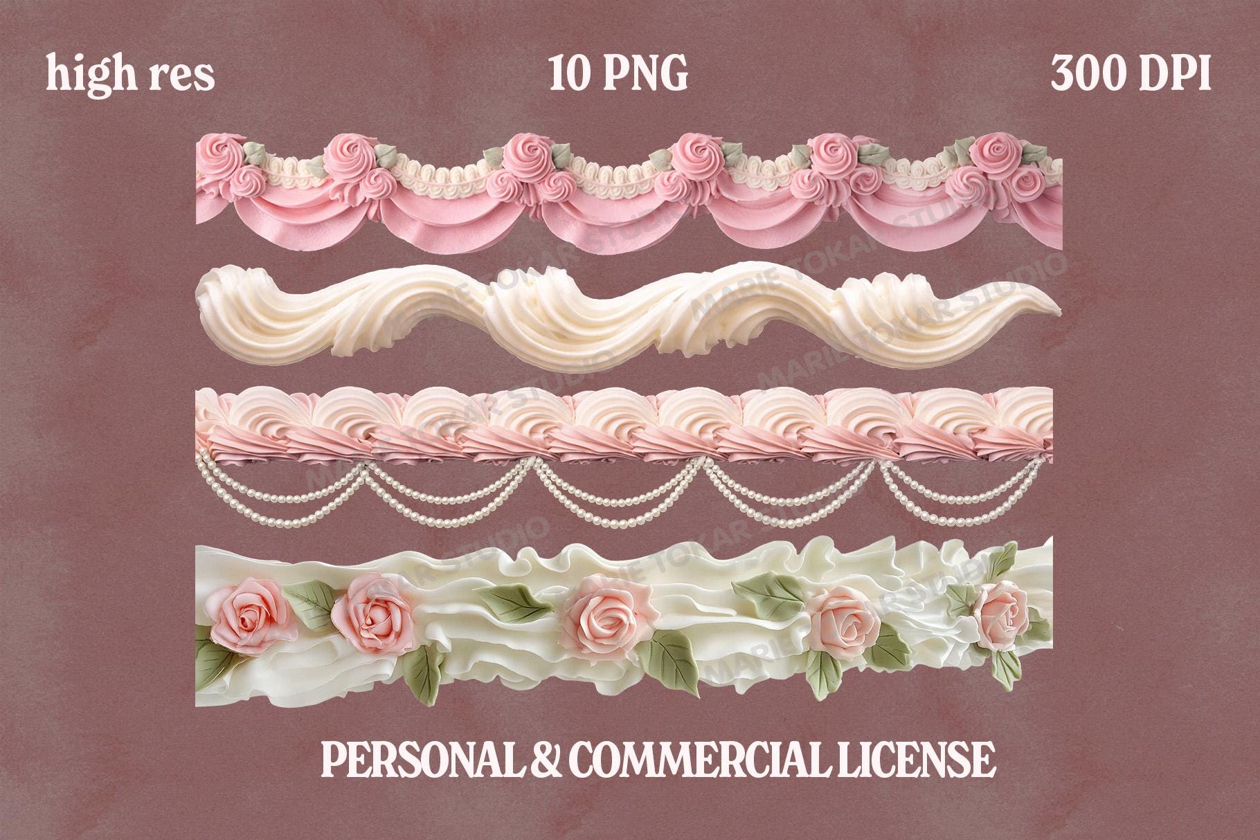 Cake Icing Trim PNG, Vintage Frosting Borders, Pastel Dessert Edges ...