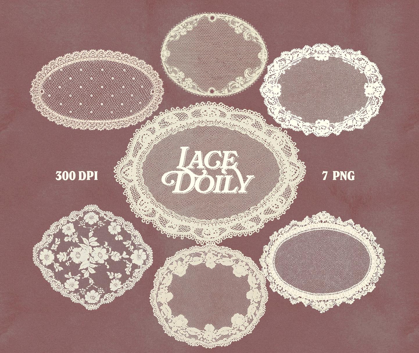 Lace Doily PNG Set Vintage Crochet Doilies Antique Lace Frames Shabby ...