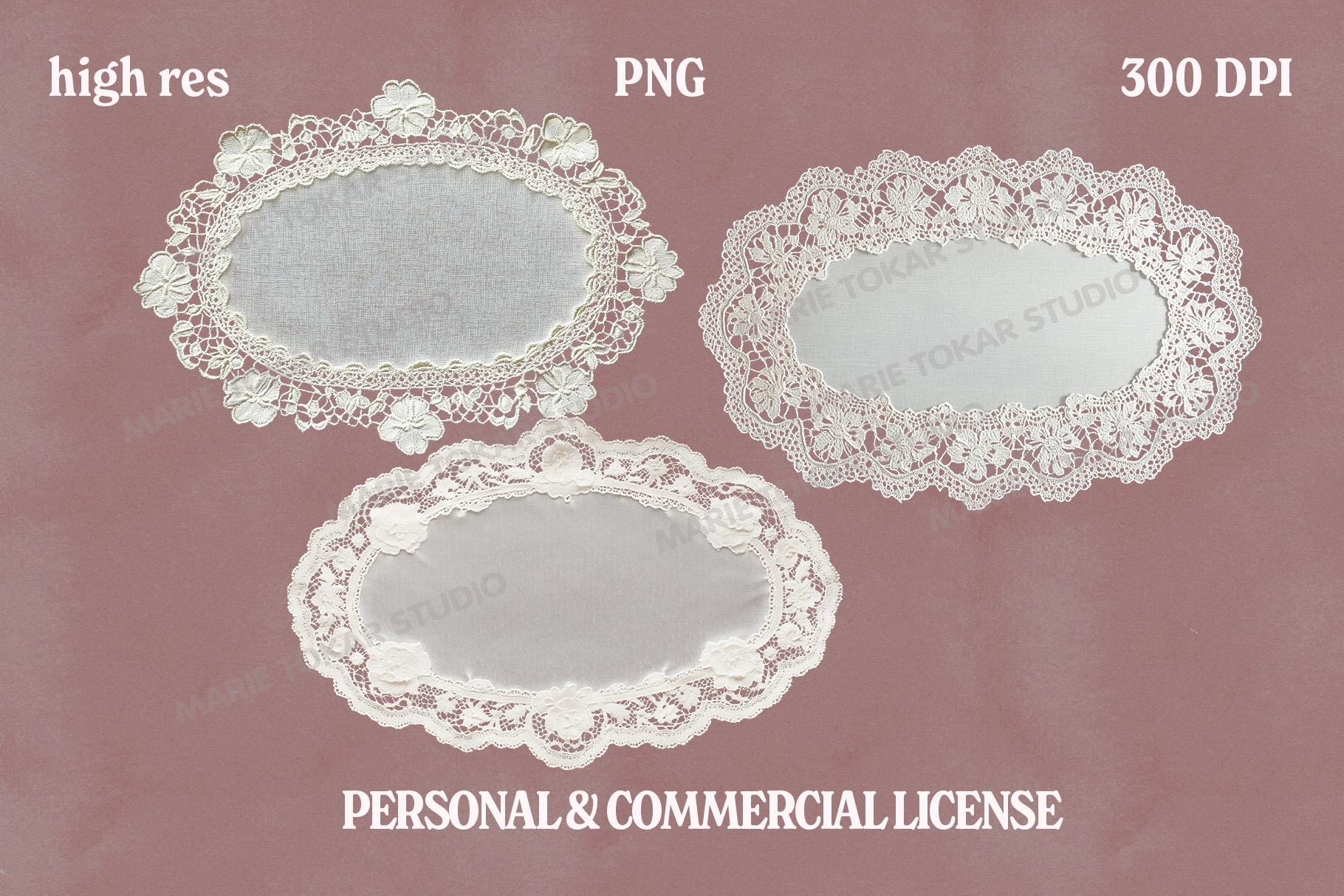 Lace Doily Clipart Set of 5 Oval Pngs With Transparent Background for ...