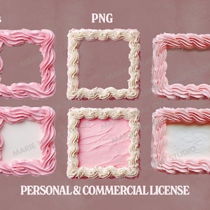5 Whimsical Cake Frosting Frames PNG for Coquette Aesthetic ...