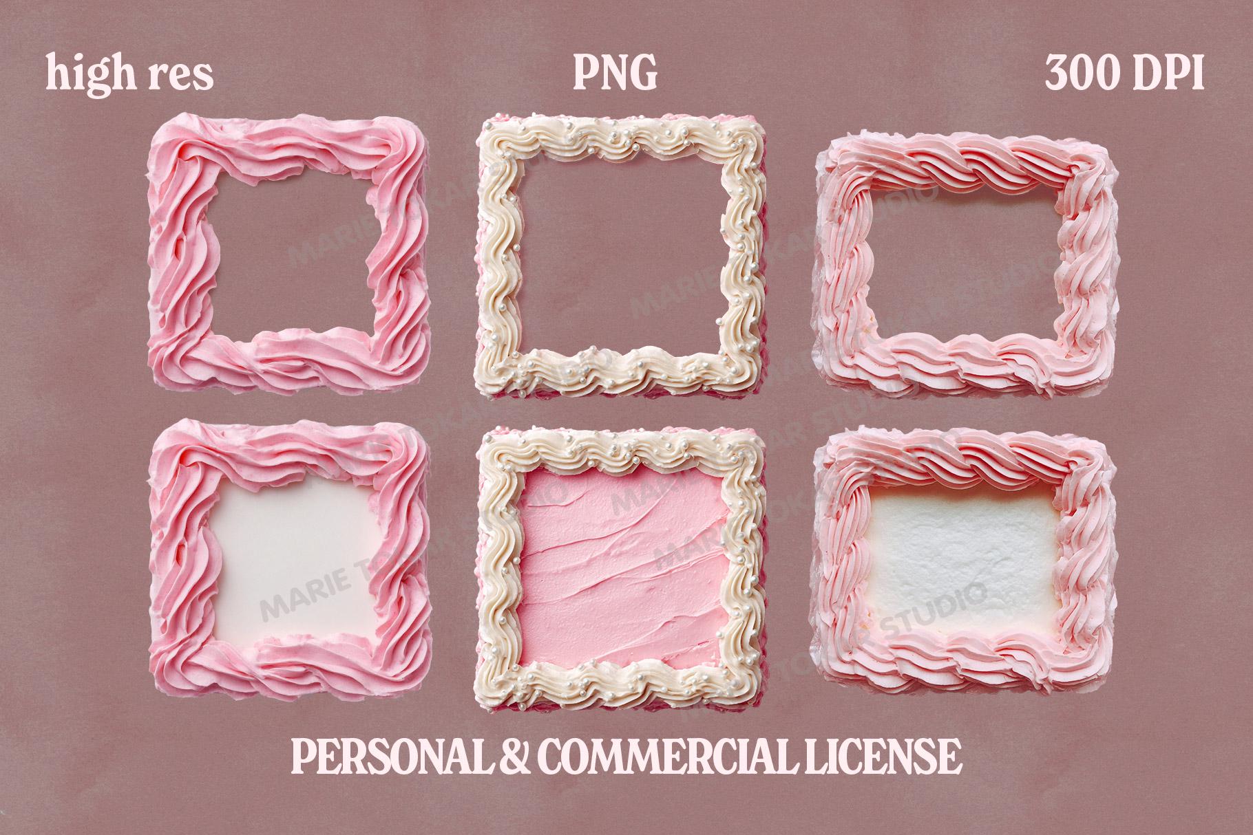 5 Whimsical Cake Frosting Frames PNG for Coquette Aesthetic ...